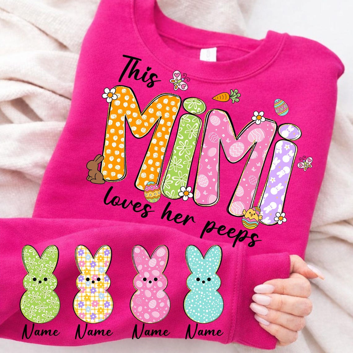 Mama Easter Peeps PNG, Custom Kids Name, Spring Colors (digital ...