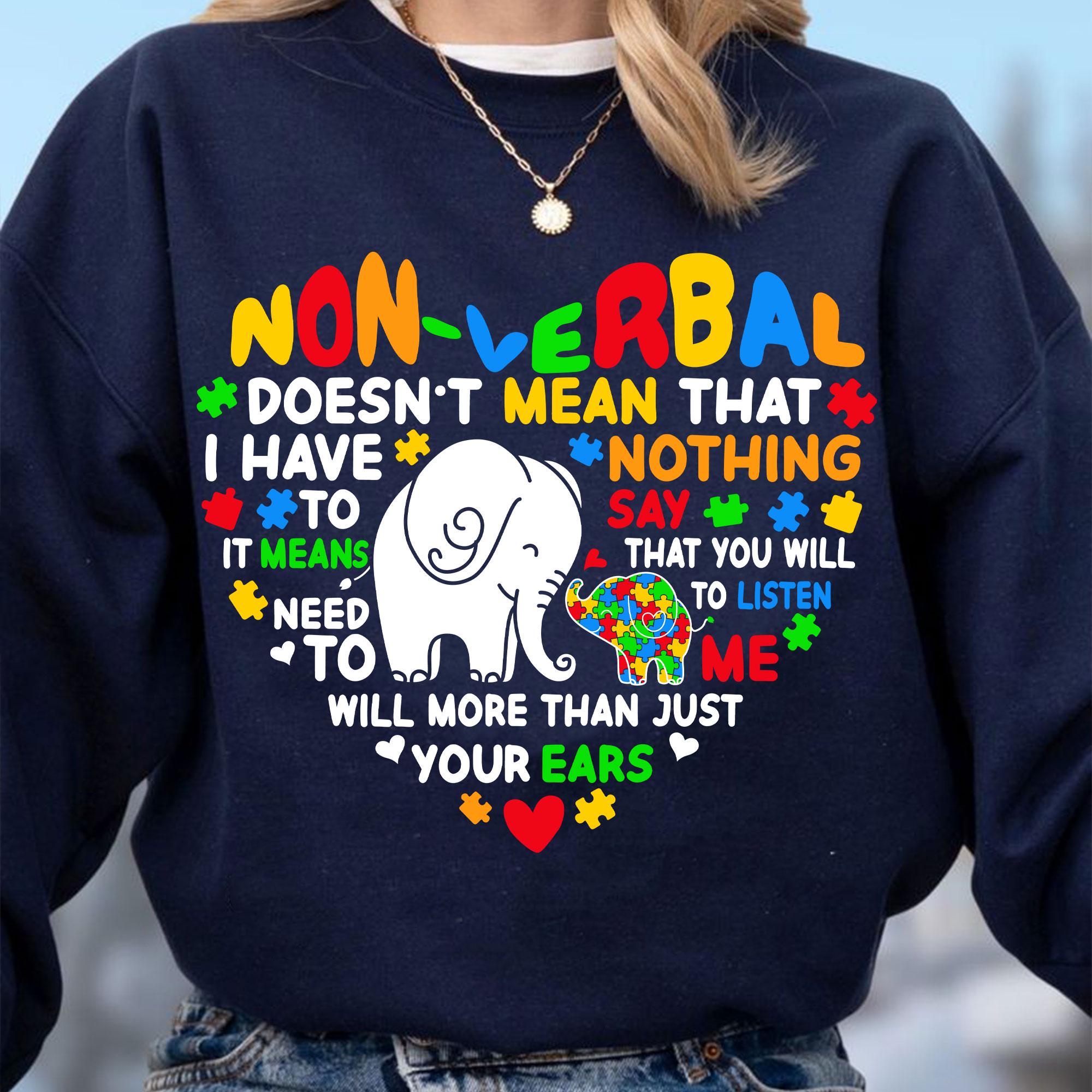 Non-verbal Autism Svg, Neurodiversity Elephant Sublimation, Autism ...