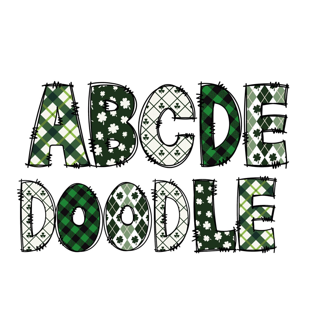 St Patrick Day Alphabet Bundle, St Patricks Day Font, Doodle Font ...