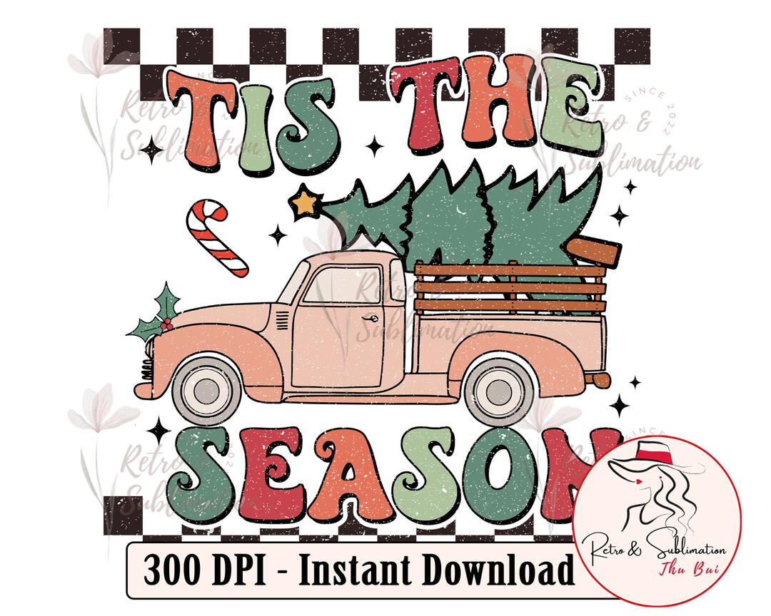 Retro Tis the Season Png, Merry Christmas PNG, Retro Christmas Design ...