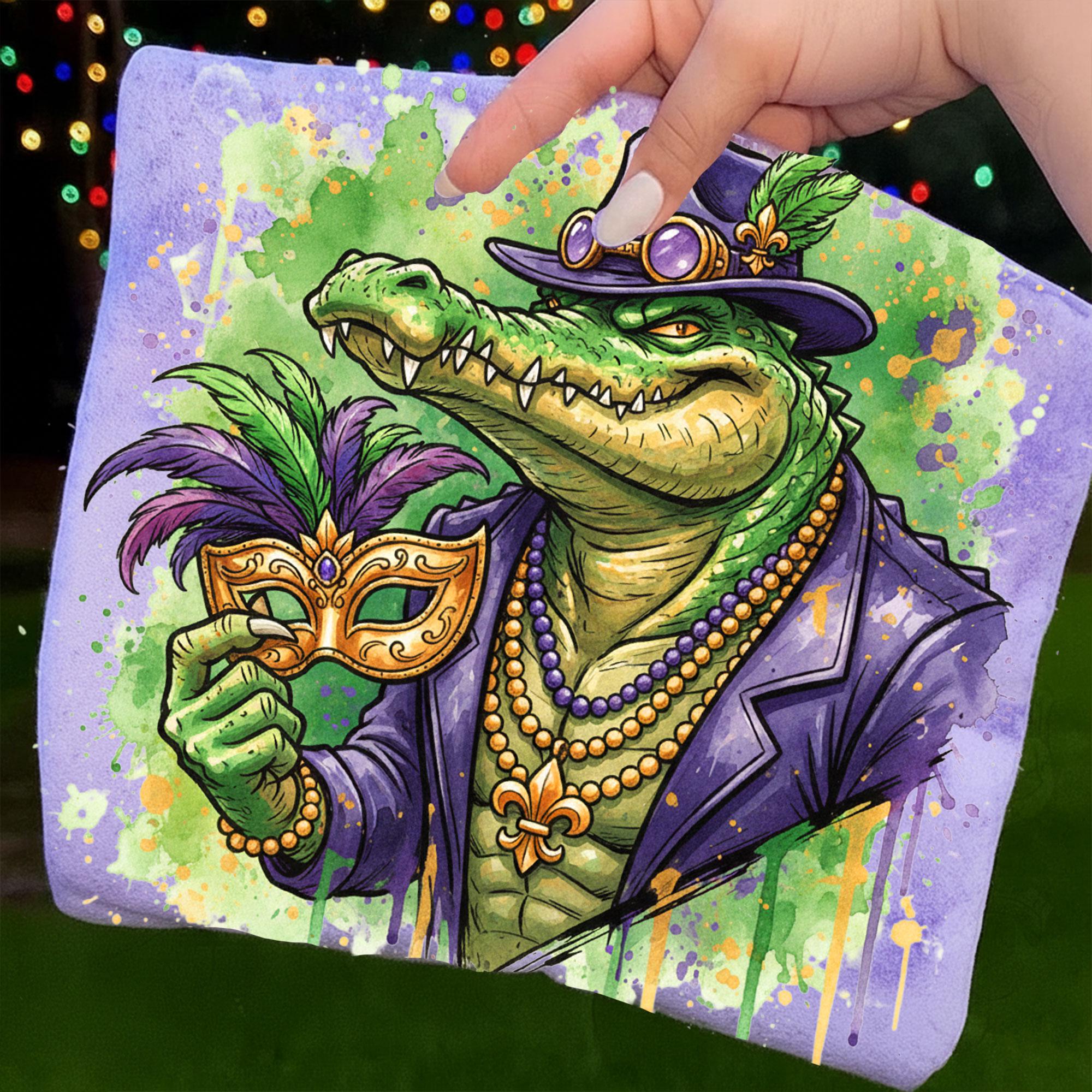 Retro Mardi Gras Gator PNG: New Orleans Alligator Art (digital Download ...