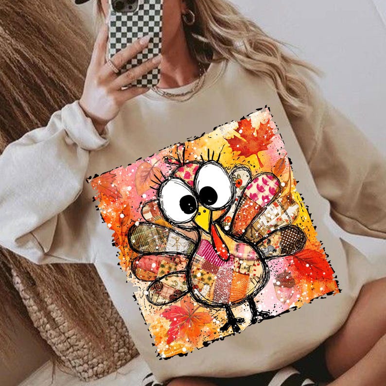 Preppy Thanksgiving Png: Vintage Turkey Png, Patchwork Sublimation ...