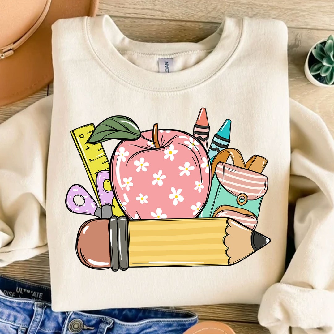 Personalized Back to School Png for Girl, Cute Pencil Apple Crayon ...