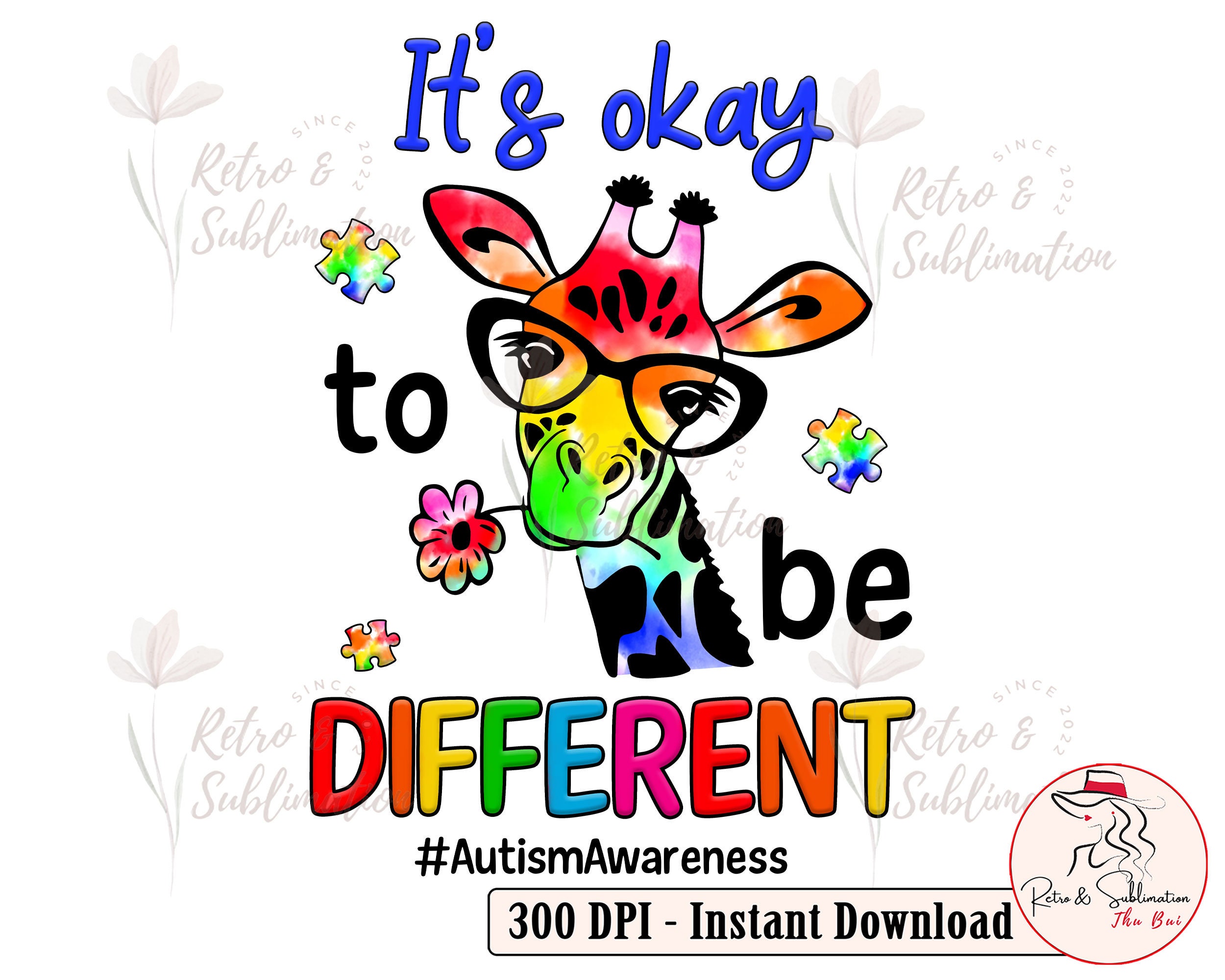 It's Ok to Be Different Giraffe Png, Autism Awareness Png, Autism ...