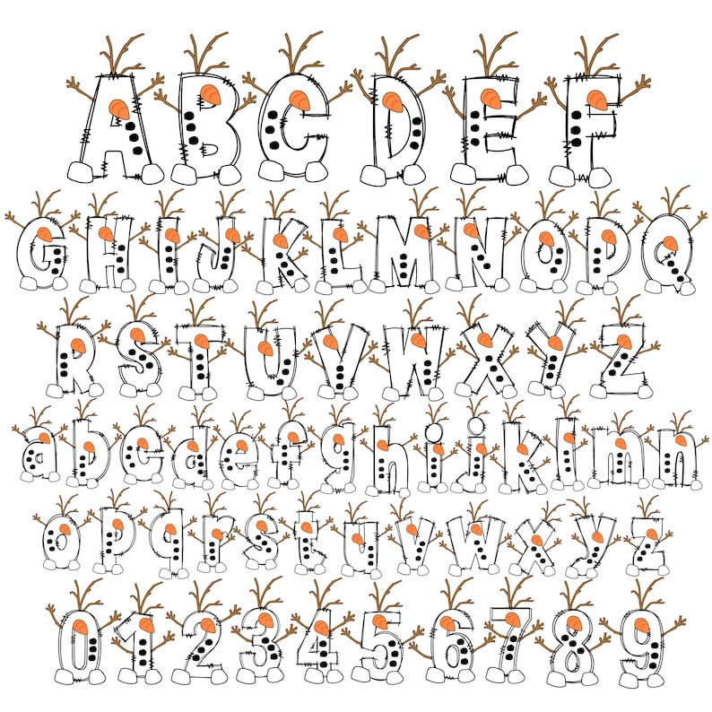 Christmas Doodle Letters Png Bundle, Christmas Alphabet Png, Hand Drawn ...