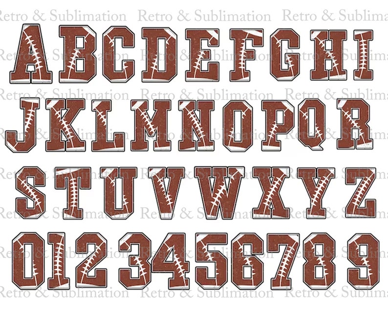 Personalized Football Png Bundle, Football Number and Alphabet Sport ...