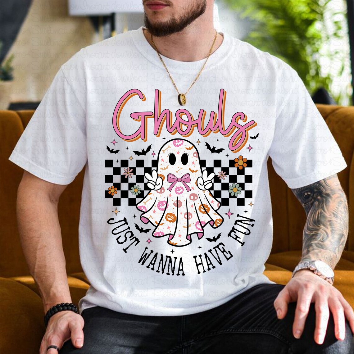 Ghouls Design Png, Cute Ghost Png, Halloween Png , Retro Halloween Png ...