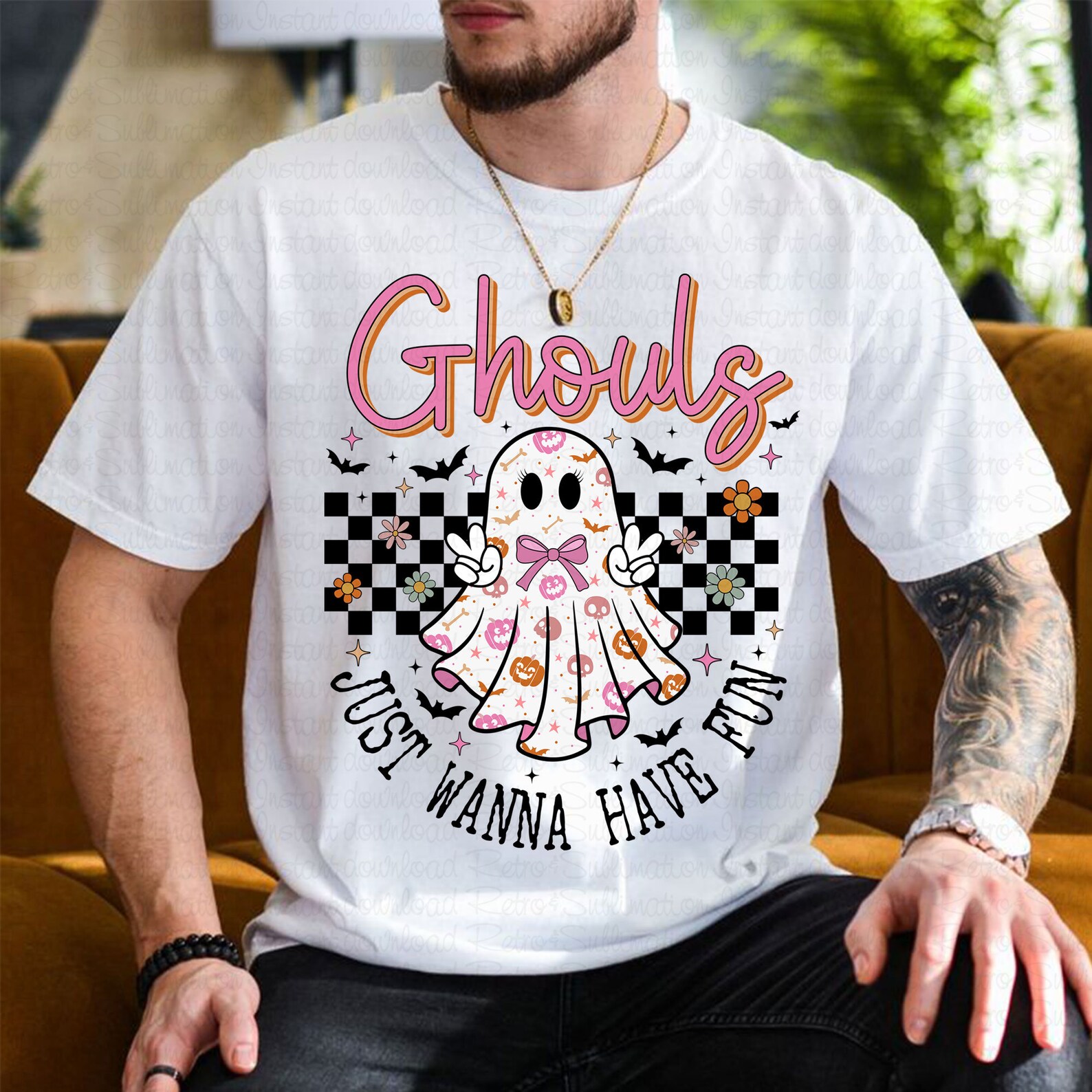 Ghouls Design Png, Cute Ghost Png, Halloween Png , Retro Halloween Png ...