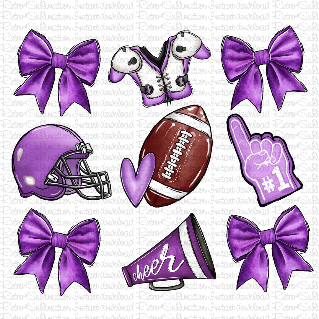Purple Football Png, Coquette Purple Football Png, Game Day Football ...
