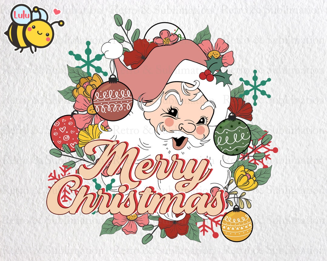 Merry Christmas Santa Claus Png, Pink Christmas Png, Retro Christmas ...