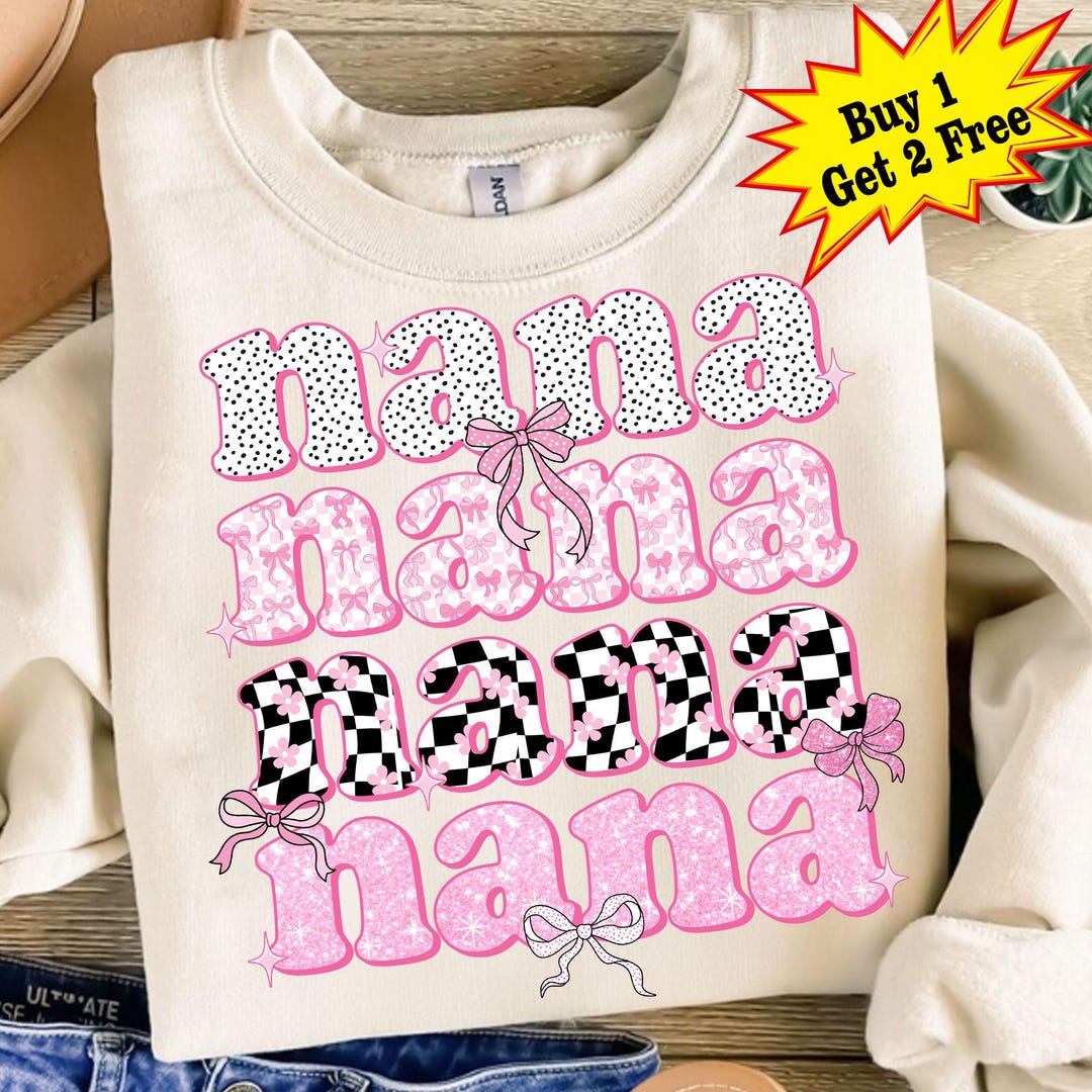 Pink Glitter Nana Png, Checkered Floral Nana Sublimation, Glitter Nana ...