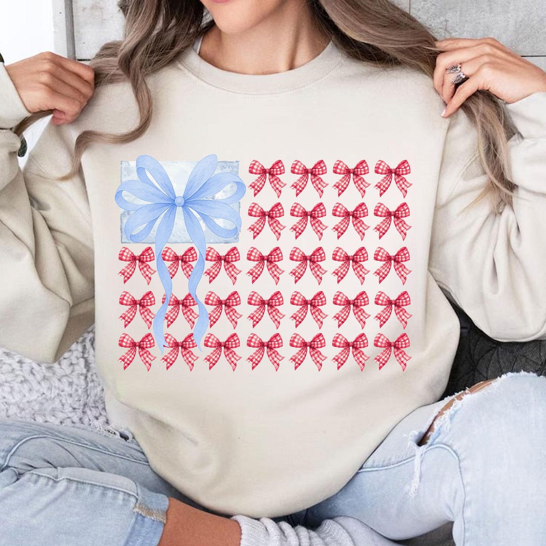 Preppy American Flag Png, Preppy Bow Flag Png, Fourth of July Png ...
