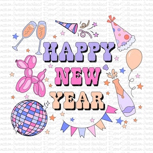 Retro Happy New Year 2024 Png, Disco Ball New Year's Png,new Year 2024 ...