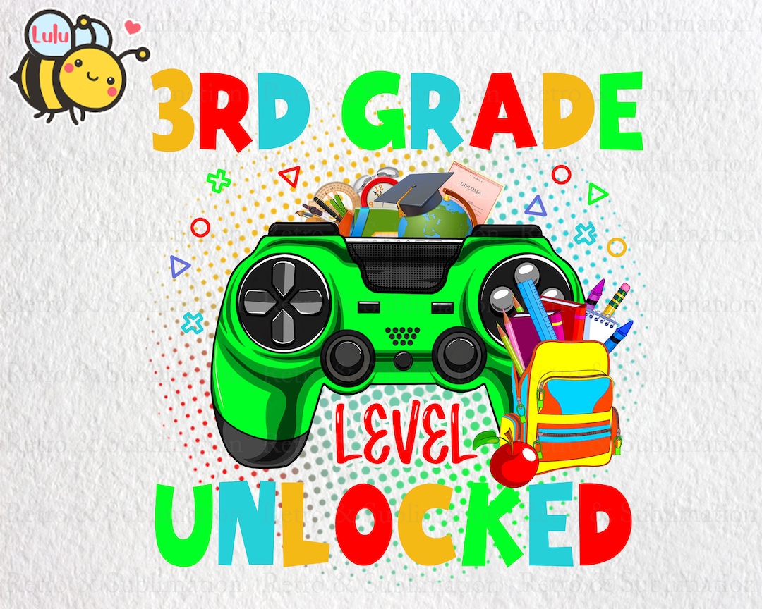 3rd Grade Level Unlocked Video Game Png, Back to School Png for Gamers ...