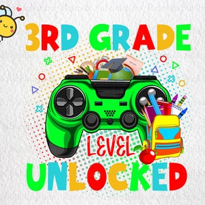 3rd Grade Level Unlocked Video Game Png, Back to School Png for Gamers ...