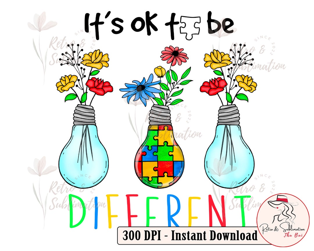 It's OK to Be Different Autism Light Bulb PNG , Autism Awareness Png ...