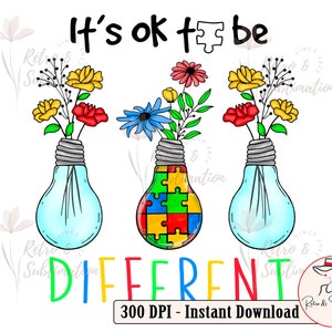 It's OK to Be Different Autism Light Bulb PNG , Autism Awareness Png ...