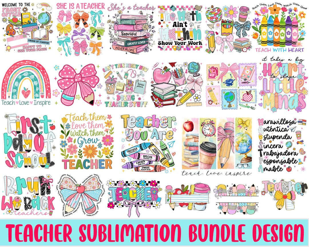 Teacher Sublimation Bundle PNG, Retro Back to School Png, First Day of ...