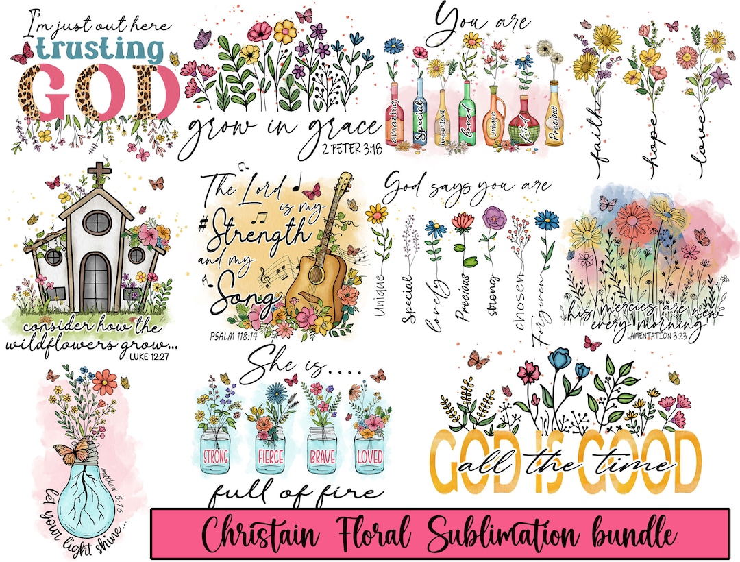Christian Floral Png Bundle, Christian Png, Floral Christian Png, God ...