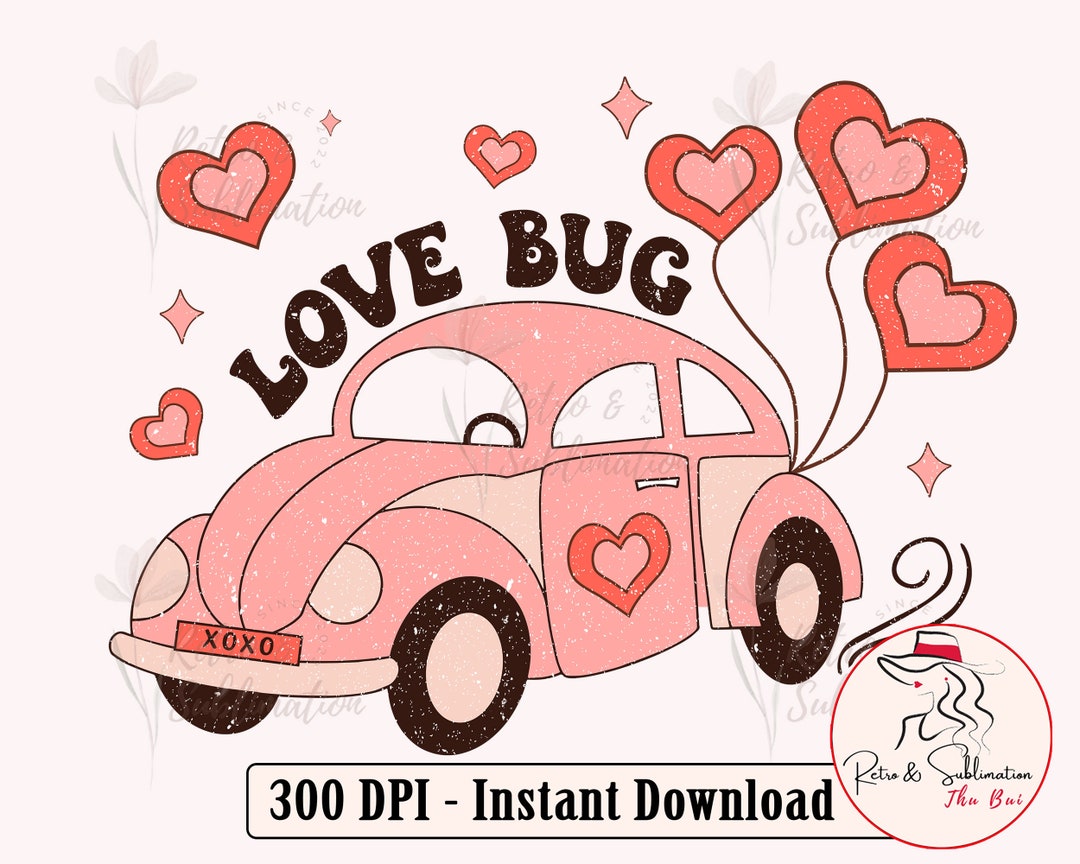 Retro Love Bug Valentine Png, Valentine's Png, Valentine Car Design ...