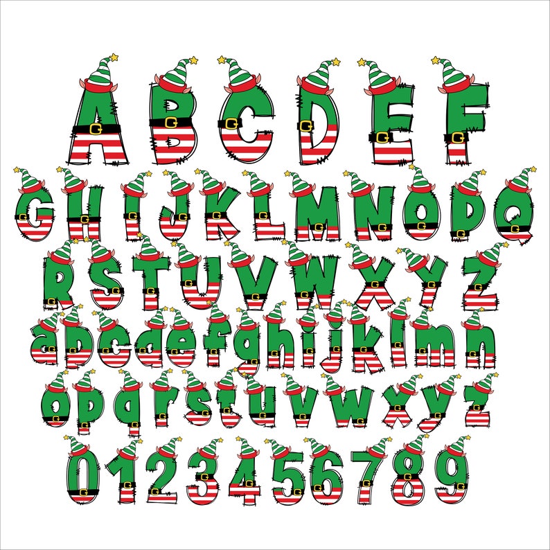 Christmas Doodle Letters Png Bundle, Christmas Alphabet Png, Hand Drawn ...