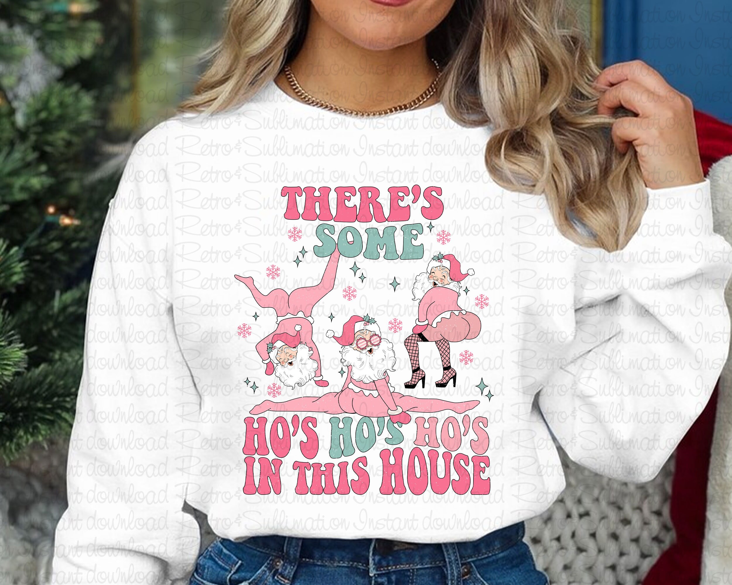 There's Some Ho Ho Ho in This House Png, Funny Pink Santa Claus Png ...