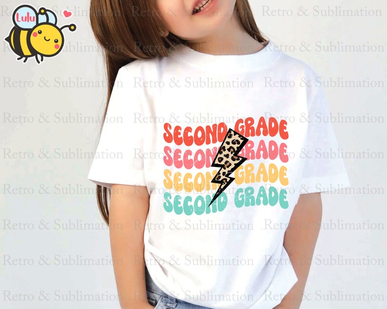 Second Grade Stacked Leopard Lightning Bolt Png, Back to School Png ...
