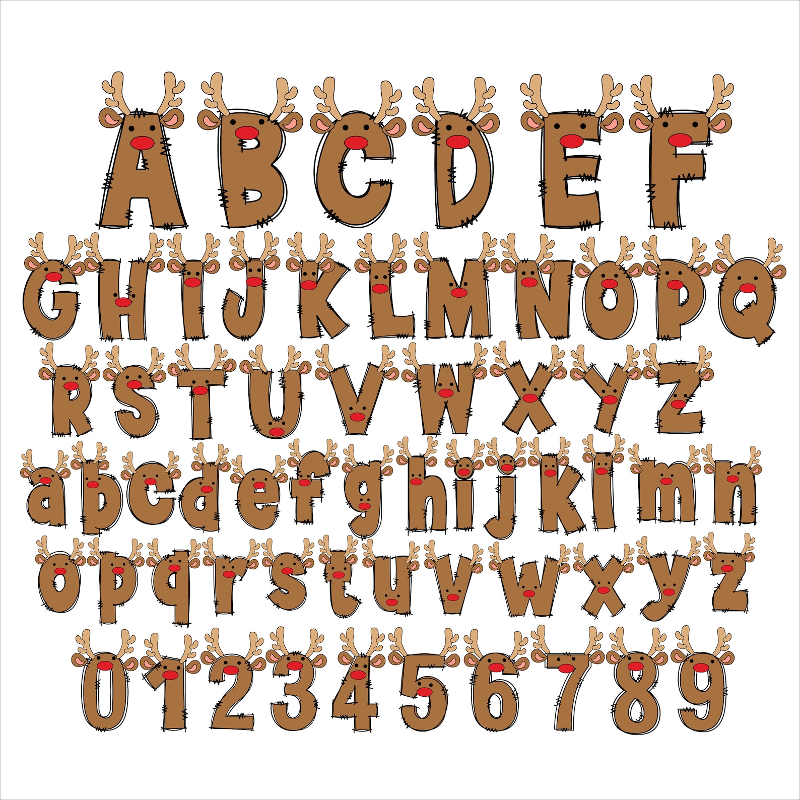 Christmas Doodle Letters Png Bundle, Christmas Alphabet Png, Hand Drawn ...