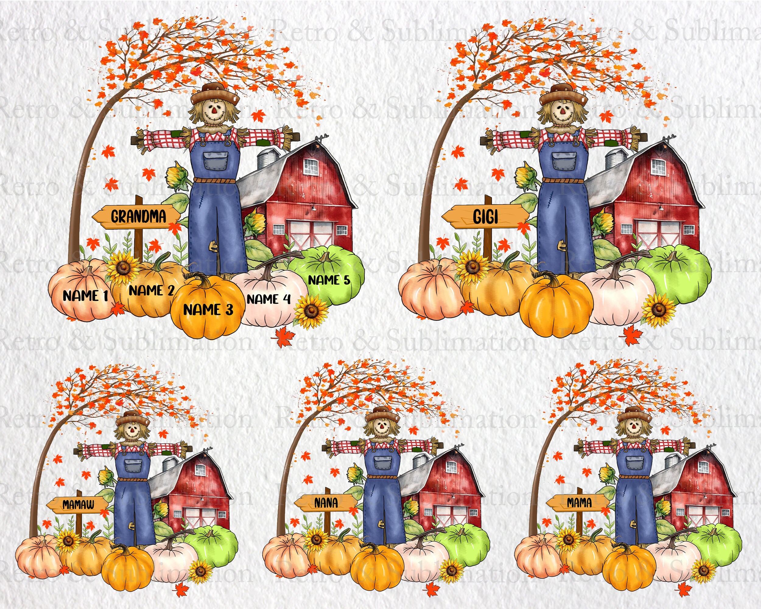 Personalized Grandma Fall Scarecrow Png, Pumpkins Season Png, Custom ...