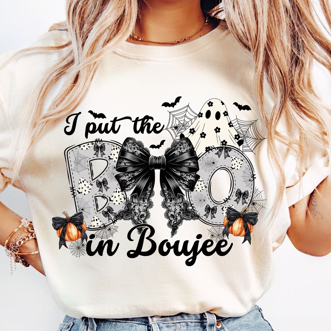 I Put the Boo in Boujee Png, Halloween Png, Halloween Coquette Bow Png ...