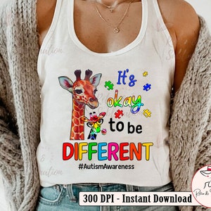 It's Okey to Be Different Autism Giraffe Png, Autism Awareness PNG ...