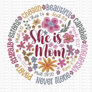 She is Mom Boho Floral Png, Adjective Mother Png, Motherhood Png, Bible ...