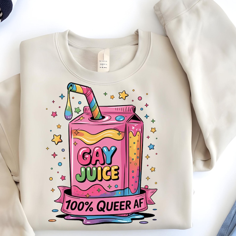 Gay Juice 100% Queer AF Png, Funny Pride Png, Gay Pride Png, Pride ...