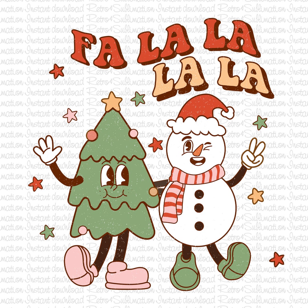 Retro Christmas Png, Fa La La La Merry Christmas Png, Christmas Tree ...