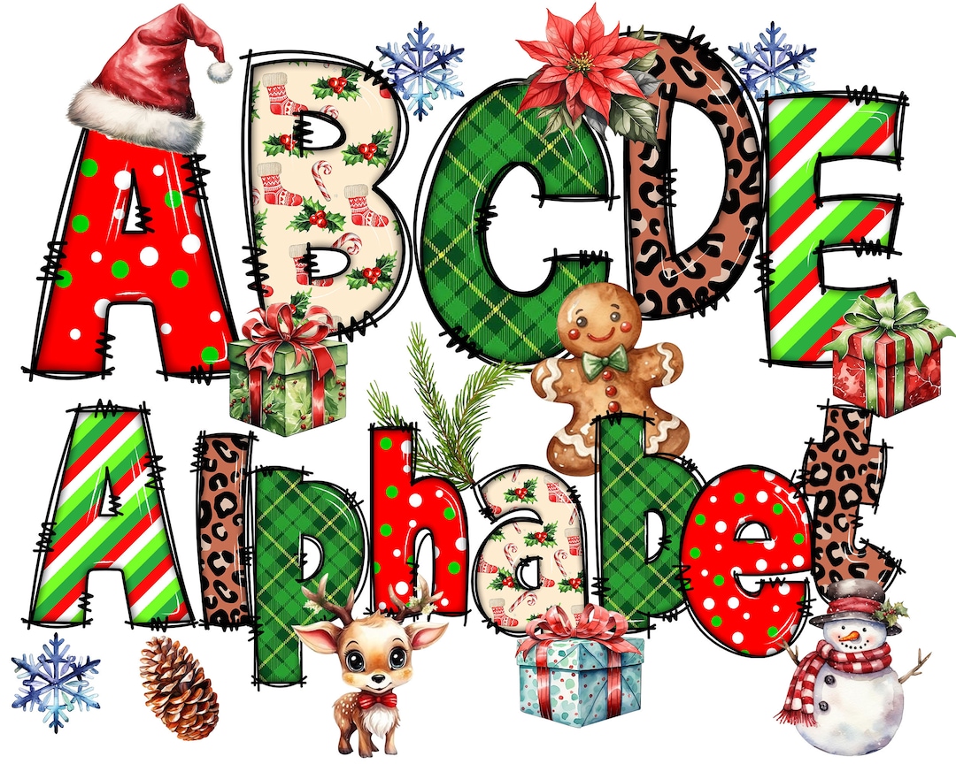 Christmas Alphabet Png Bundle, Christmas Letters Numbers Clipart Santa ...