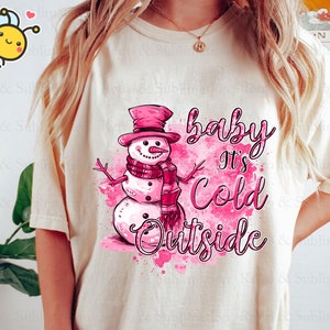 Baby It's Cold Outside Snowman Png, Snowman Png, Pink Christmas Png ...
