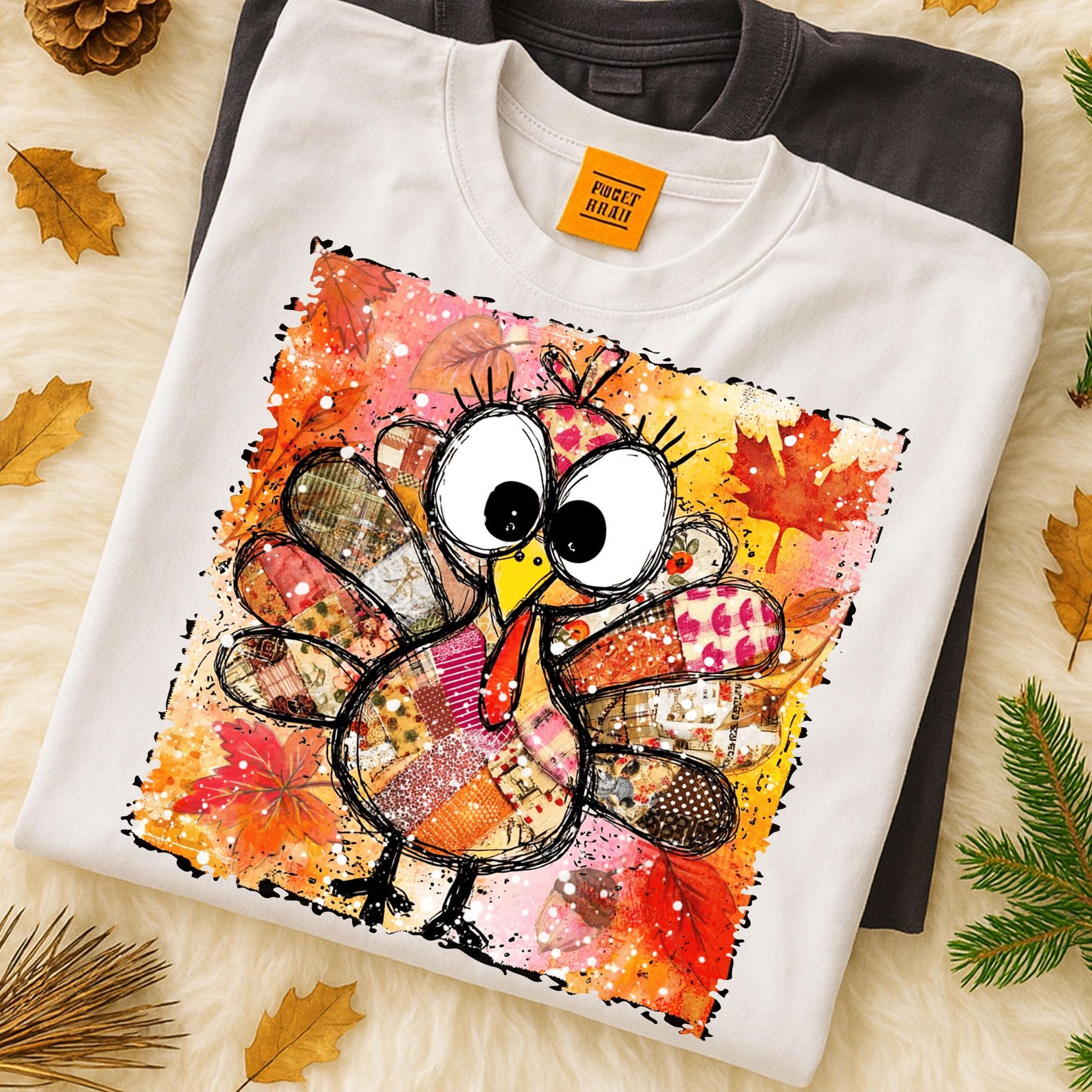 Preppy Thanksgiving Png: Vintage Turkey Png, Patchwork Sublimation ...