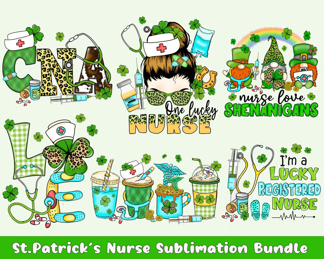 St Patricks Day Nurse Bundle, Nurse Png, Gift for Nurse, St Patricks ...