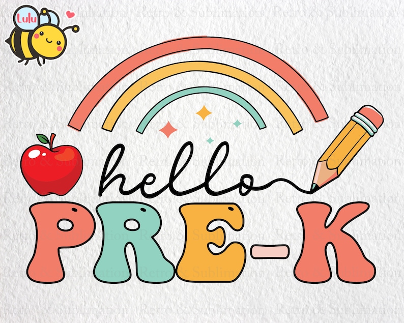Hello Pre-k Rainbow Svg, First Day of School Svg, Back to School Svg ...