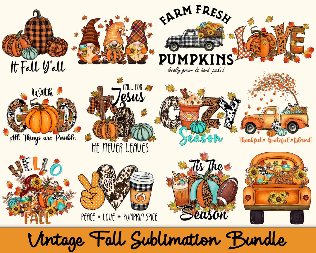Western Fall Png Bundle, Vintage Fall Sublimation, Thanksgiving Png ...