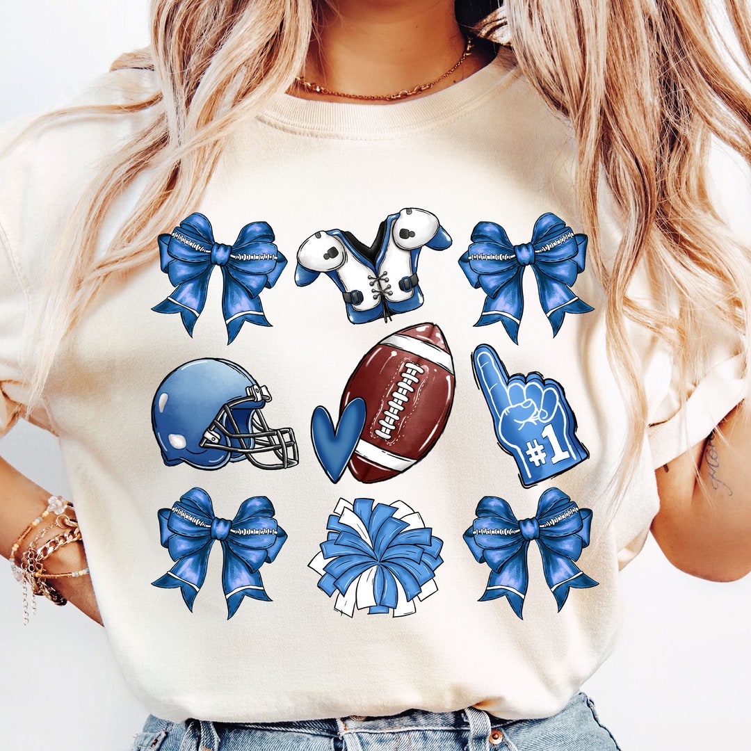 Coquette Bow Blue Football Png, Football and Cheer Png, Football Bow ...
