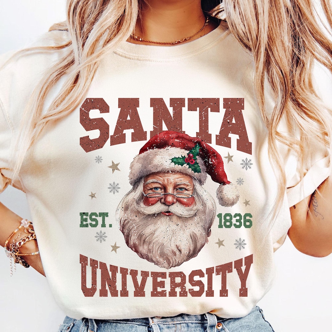 Santa University Png, Retro Christmas Png, Christmas Season Png, Santa ...