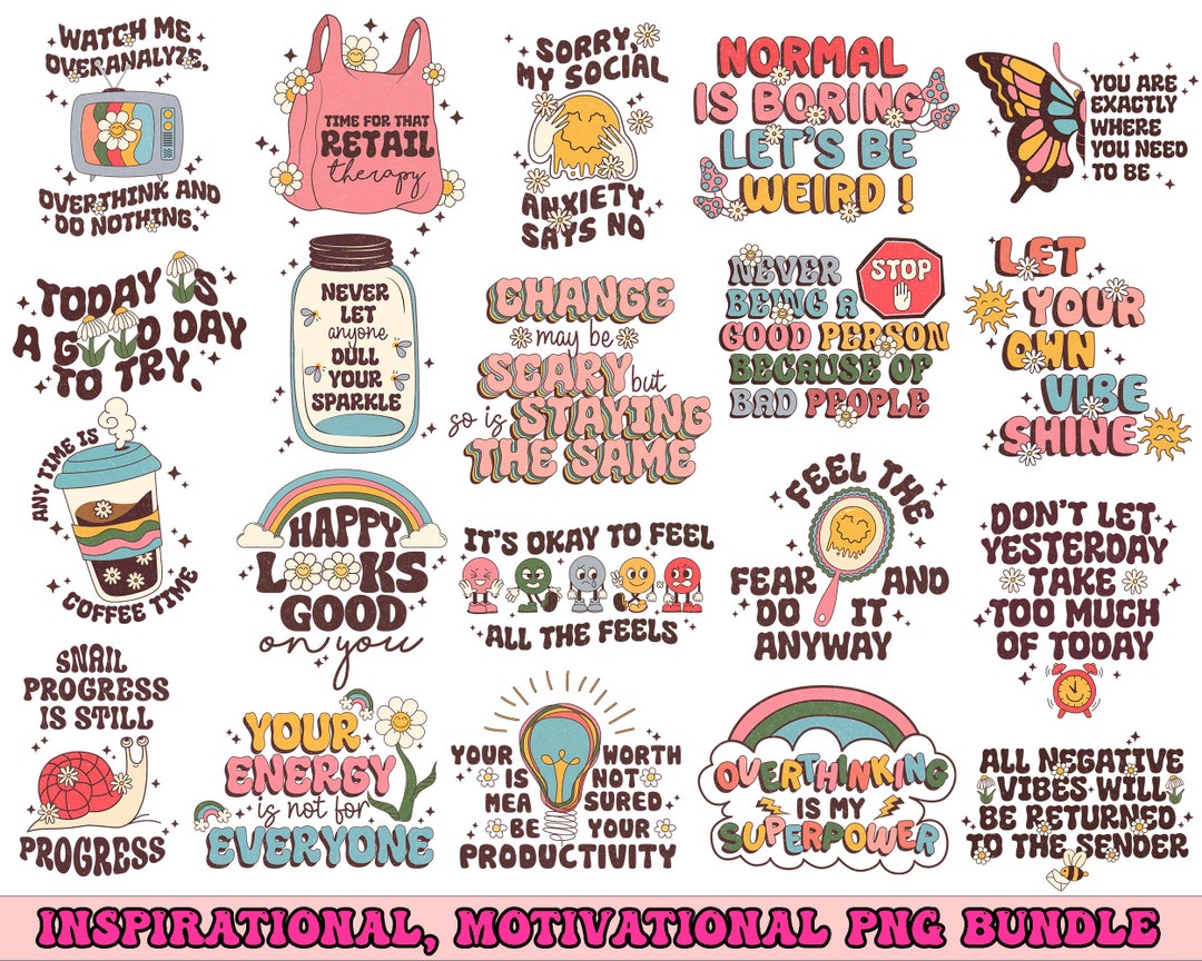 Inspirational Png Bundle, Motivational Png Bundle, Positive Png Bundle ...