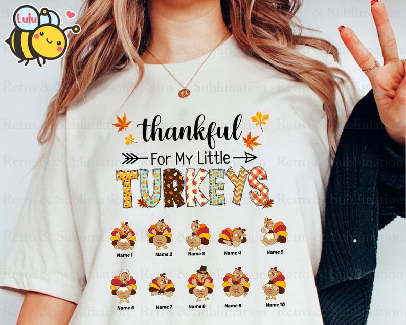 Personalization Thankful for My Little Turkey Png, Thanksgiving Png ...