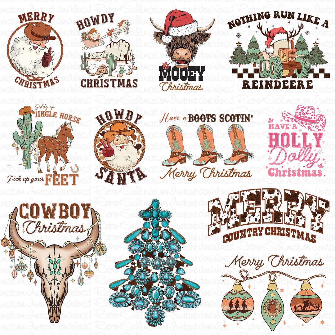 Western Christmas Png Bundle, Howdy Santa Png, Cowboy Santa Png ...