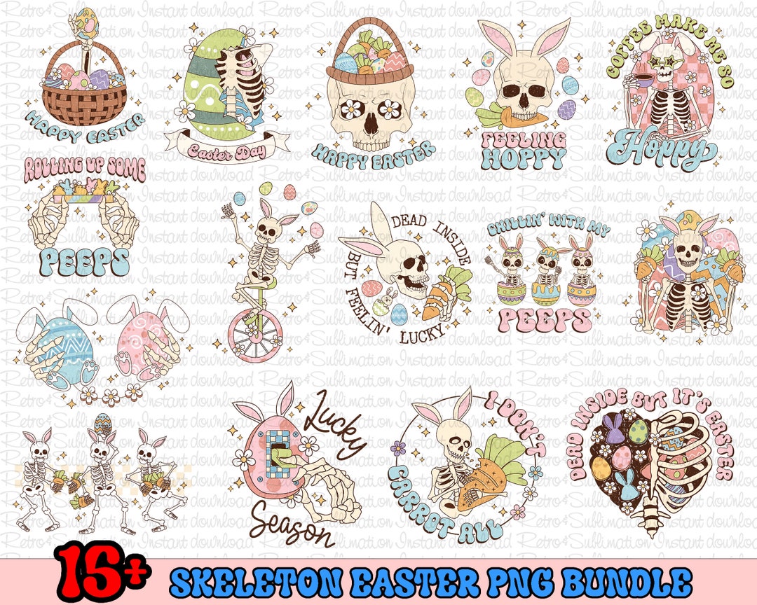 Skeleton Easter Png Bundle, Easter Day Png Bundle, Happy Easter Bundle ...