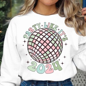 Retro Party Like It's 2024, Happy New Year 2024 Png, Disco Ball Png ...