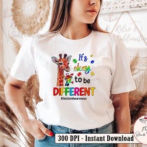 It's Okey to Be Different Autism Giraffe Png, Autism Awareness PNG ...