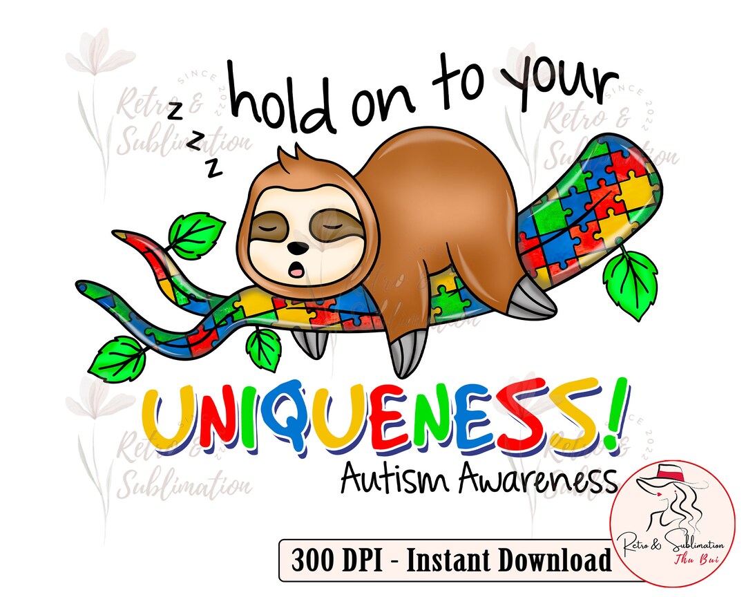 Uniqueness Sloth Autism Png ,autism Sloth Png, Autism Awareness Png ...