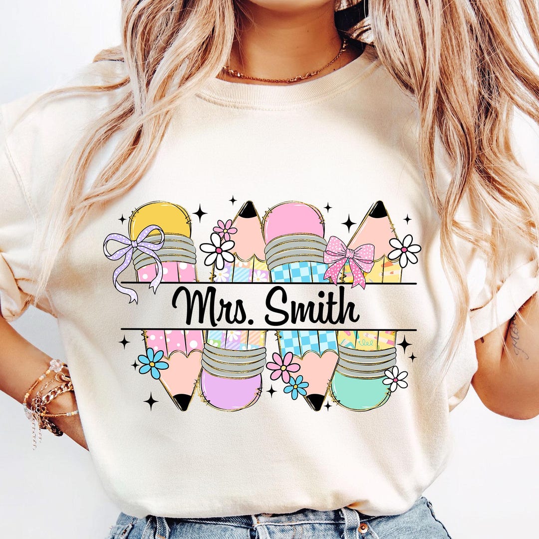 Personalized Teacher Pencil Png, Cute Pencils With Bows Flowers Png ...